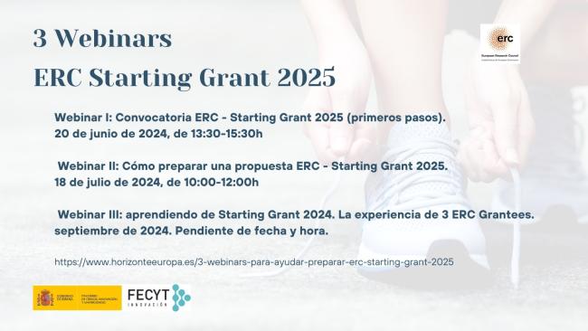 3 Webinars para ayudar a preparar ERC-Starting Grant 2025 | Horizonte Europa